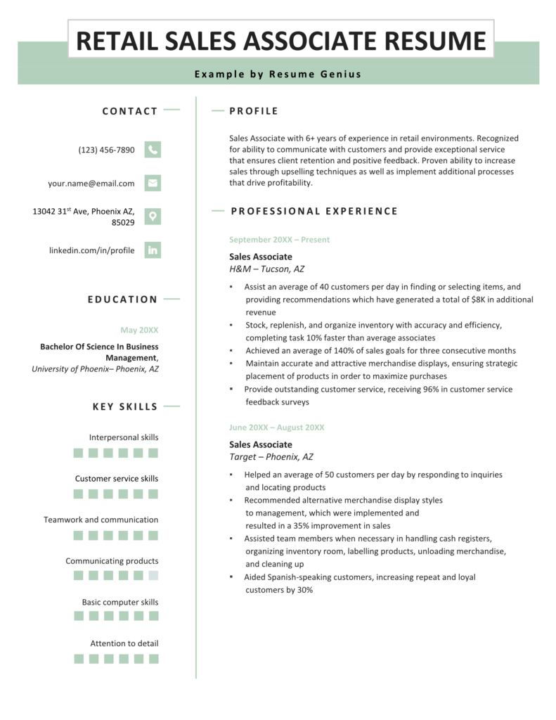 Retail Sales Associate Resume Examples Writing Guide