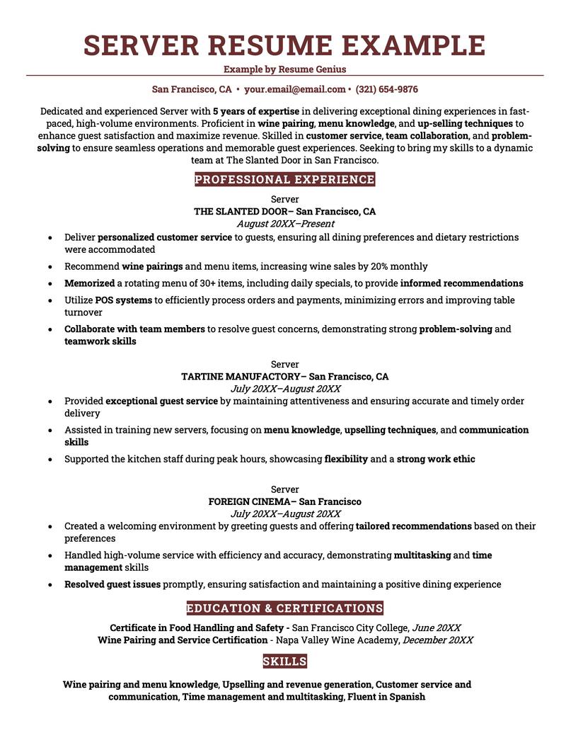 The Best Server Skills for Your Resume (With Tips & Examples)