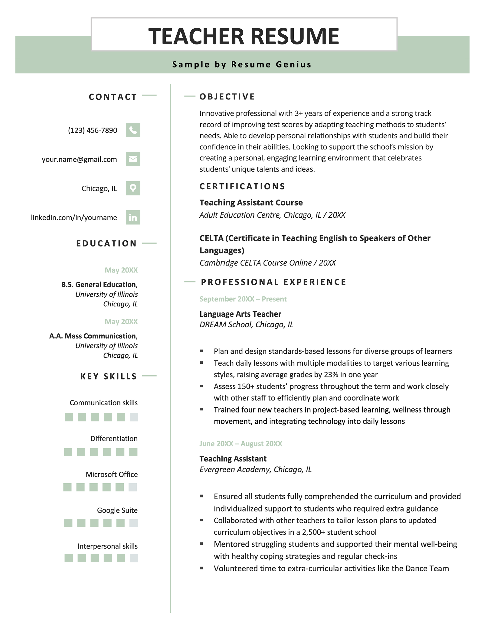 Job Resume Example