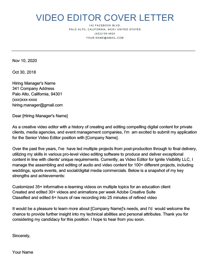 Photographer Cover Letter Example & Writing Tips