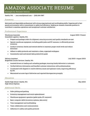 Amazon Resume Examples [Free to Download]