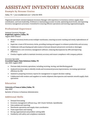 Inventory Manager Resume - Example & Free Download