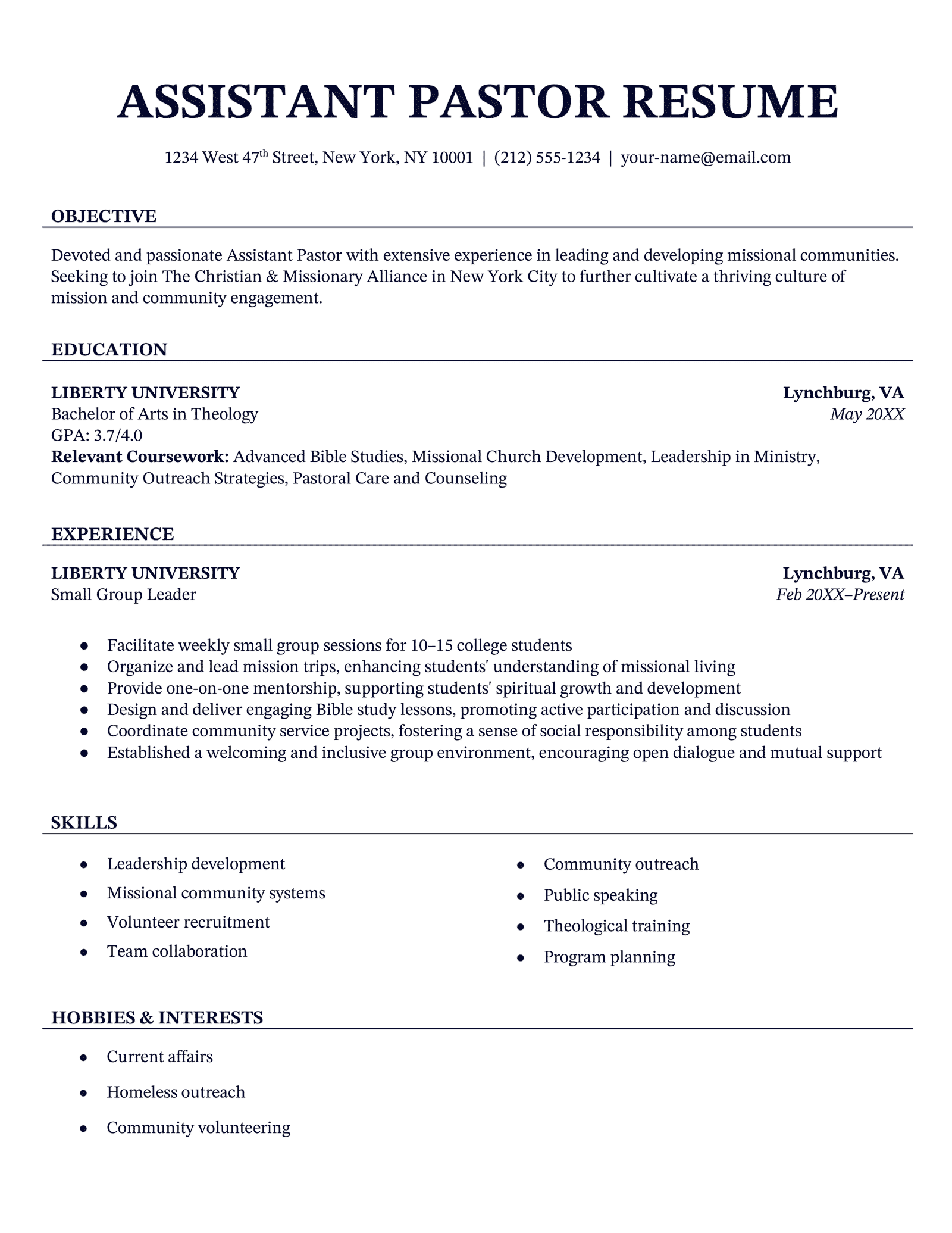 3 Pastor Resume Examples & Professional Writing Guide