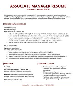 Assistant Manager Resume (Examples and Template for 2026)