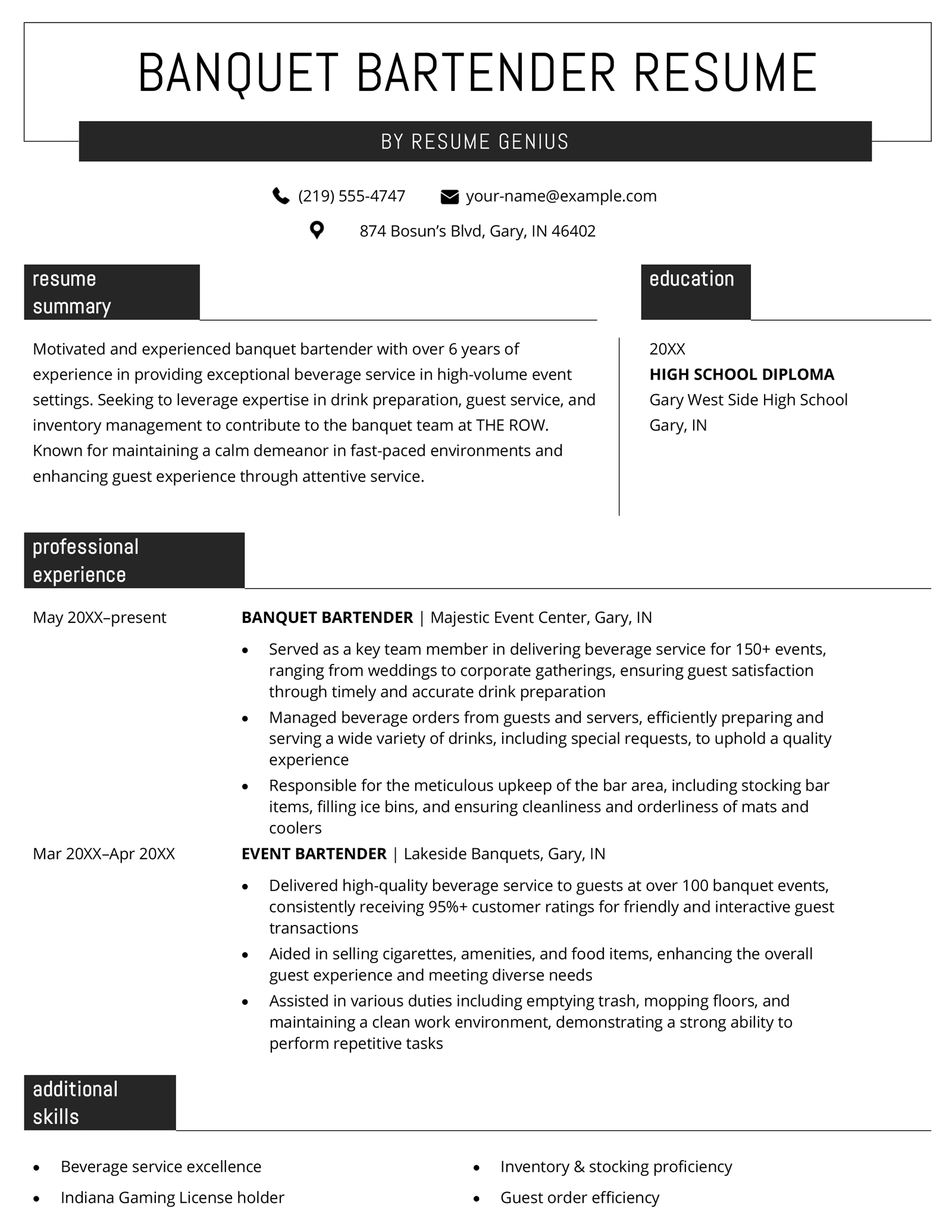30 Bartender Resume Examples [All Major Bar Jobs & Skill Levels]