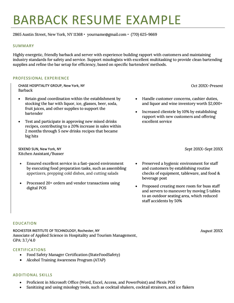 30 Bartender Resume Examples [All Major Bar Jobs & Skill Levels]