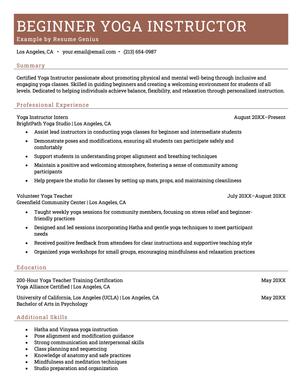Yoga Teacher Resume - Examples & Template (Free Download)