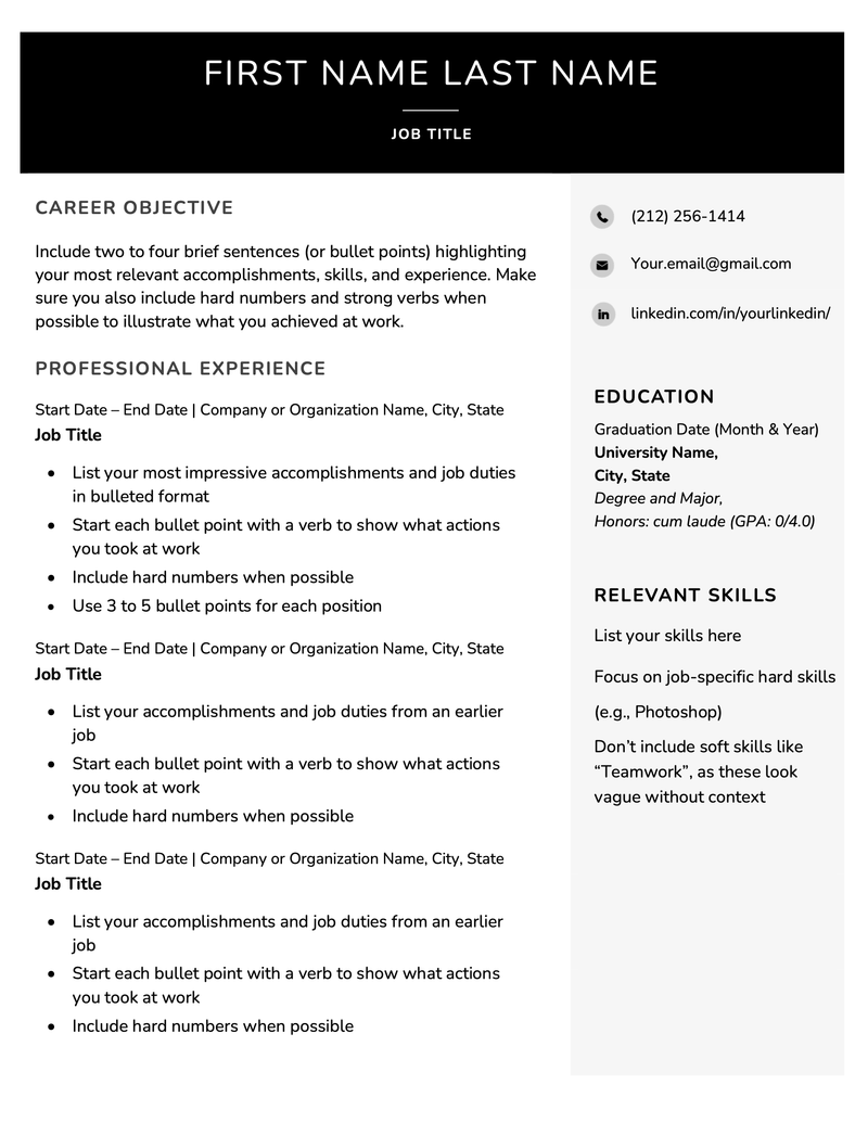8 Blank Resume Templates (Free to Download)