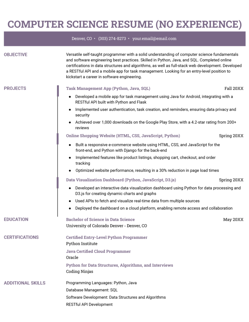 8 Computer Science Resume Examples & Writing Guide For 2024