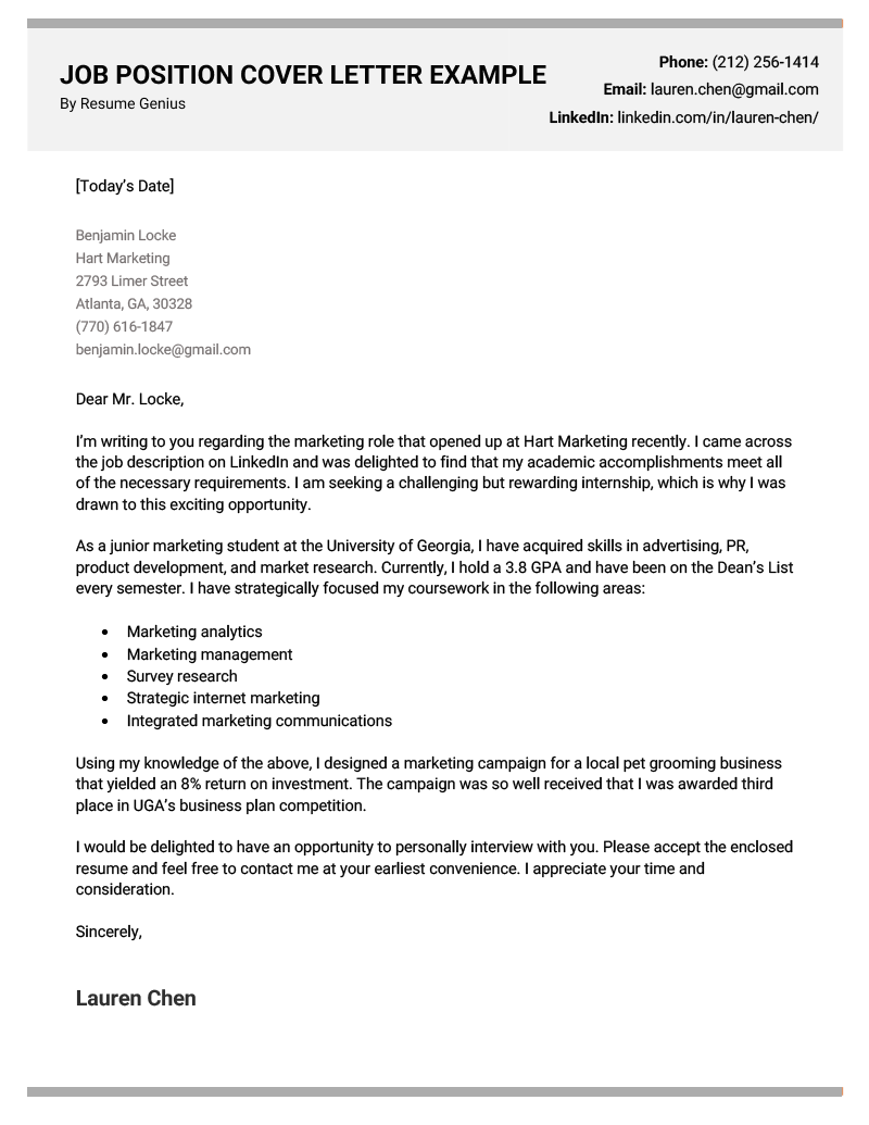 Cover Letter Examples