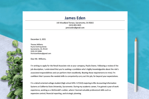 Cover Letter for a Part Time Job (Example & Writing Guide)