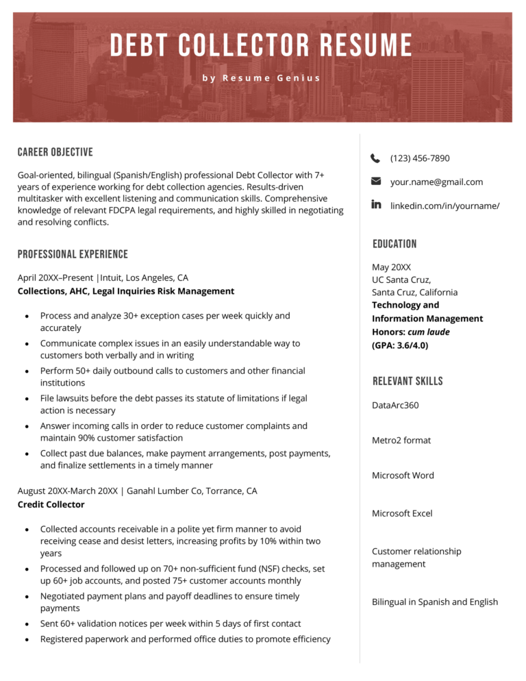 Debt Collector Resume - Examples & How to Write