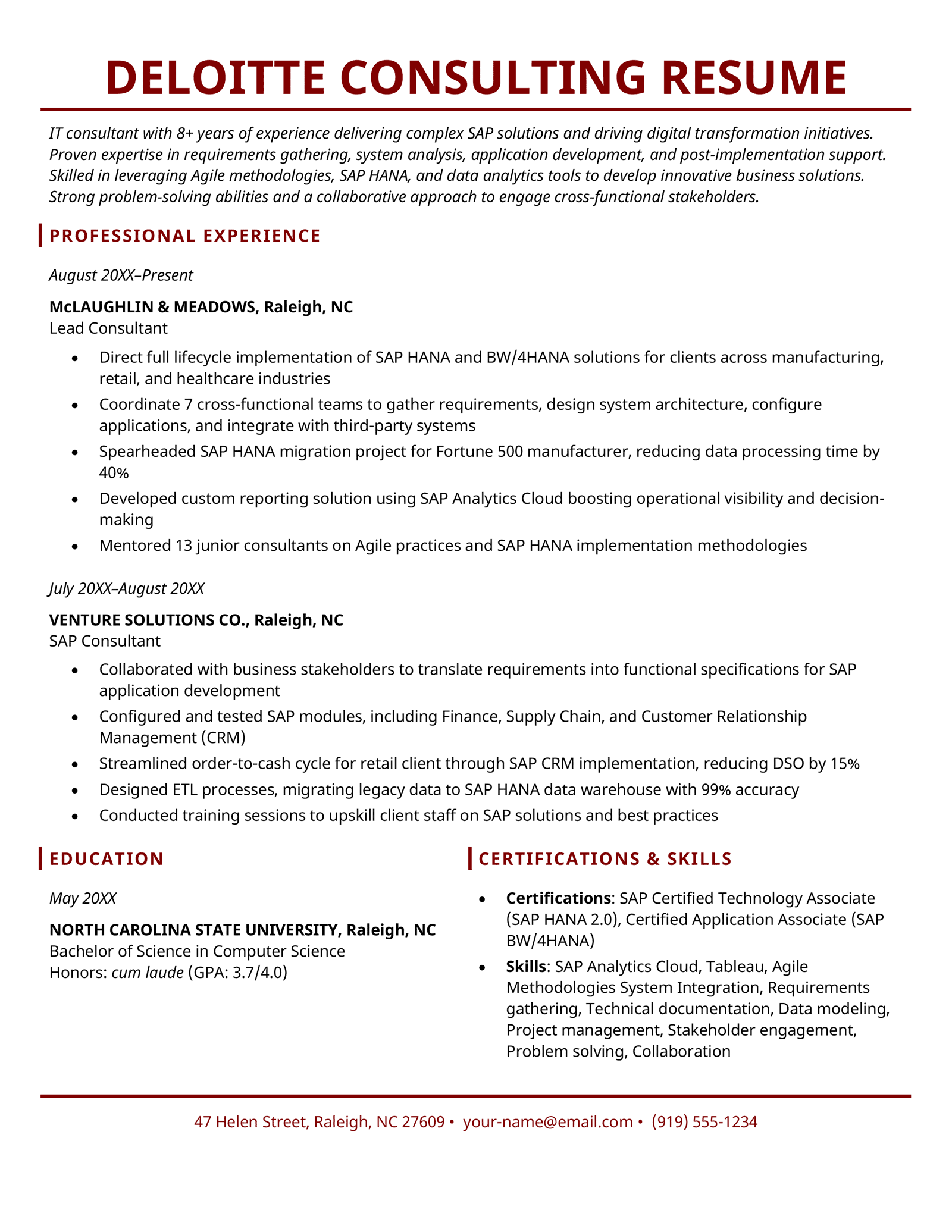 6 Consulting Resume Examples, Template, And Writing Tips