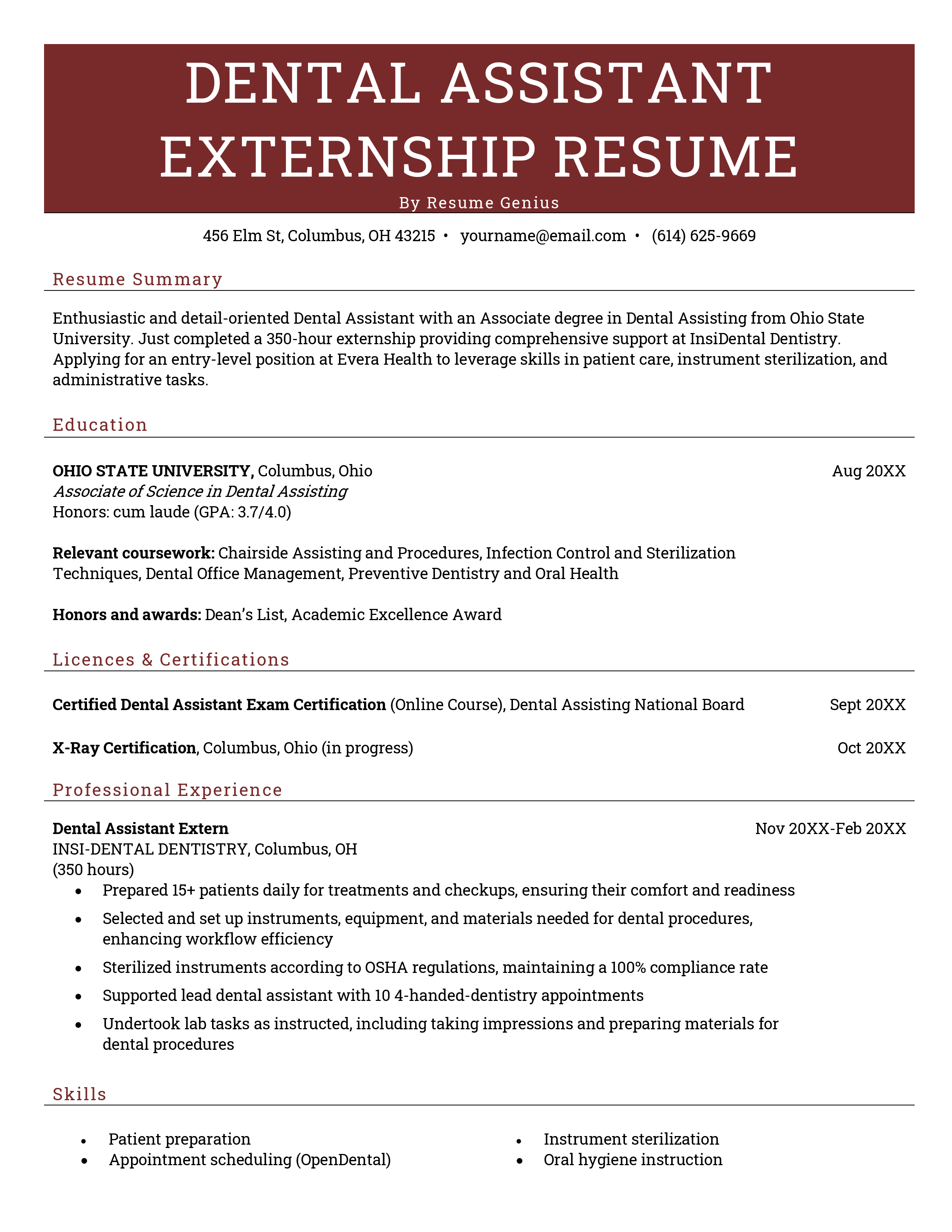 Dental Assistant Resume Samples & 5 Writing Tips