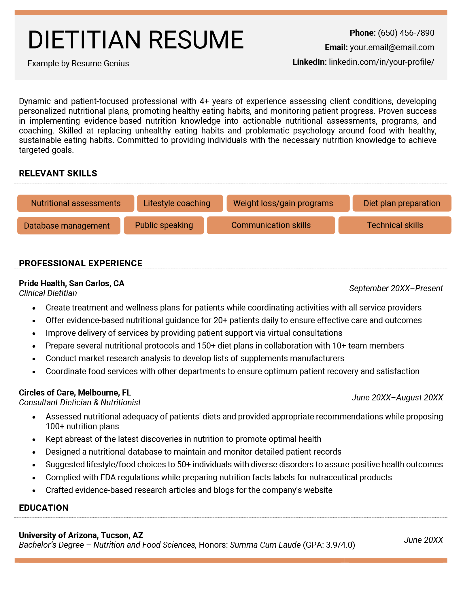 Dietitian Cover Letter - Example & Template (Free Download)