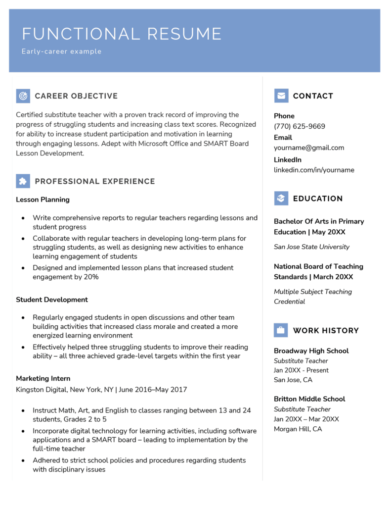 Functional Resume: Template, Examples, and Writing Guide