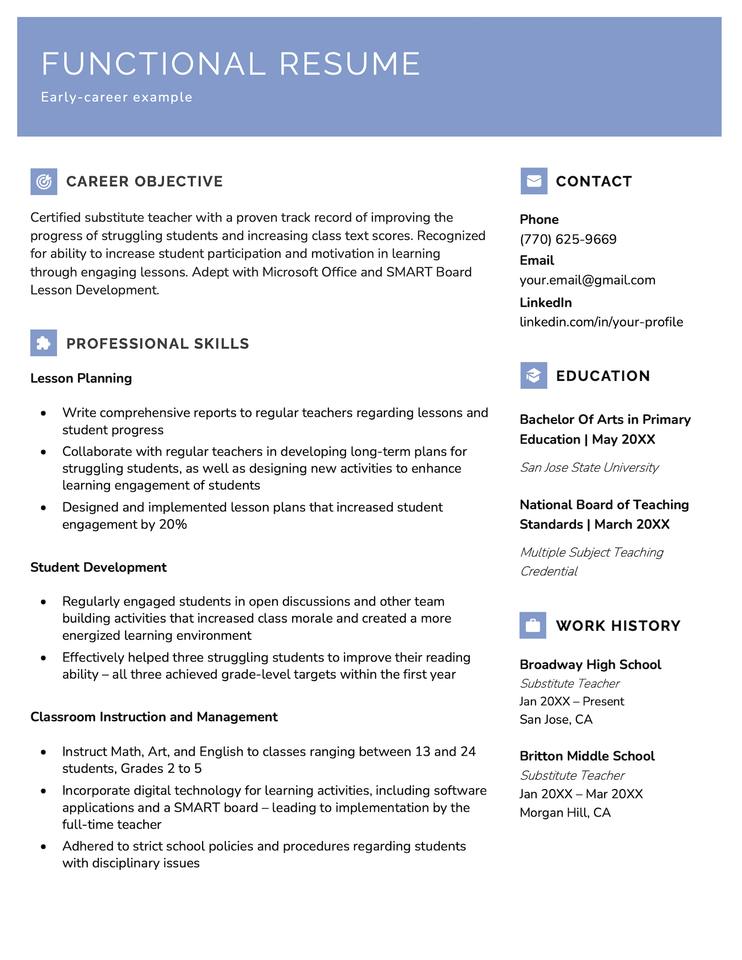 Functional Resume: Template, Examples, and Writing Guide