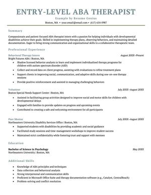ABA Therapist Resume: 2 Examples & Skills List