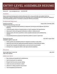 Assembler Resume Examples & Template for 2026