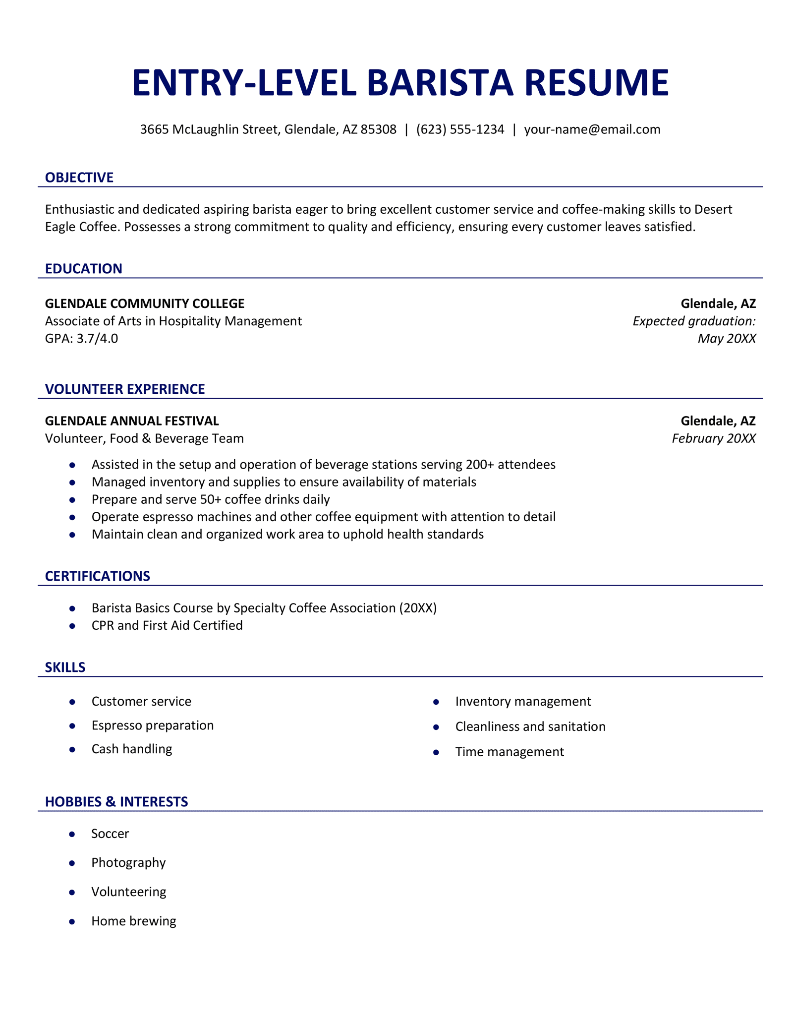 6 Barista Resume Examples & Writing Tips for 2025