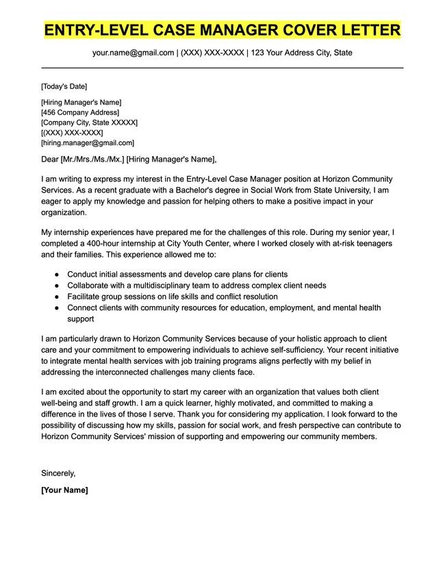 Case Manager Cover Letter Example, Skills, and Expert Tips