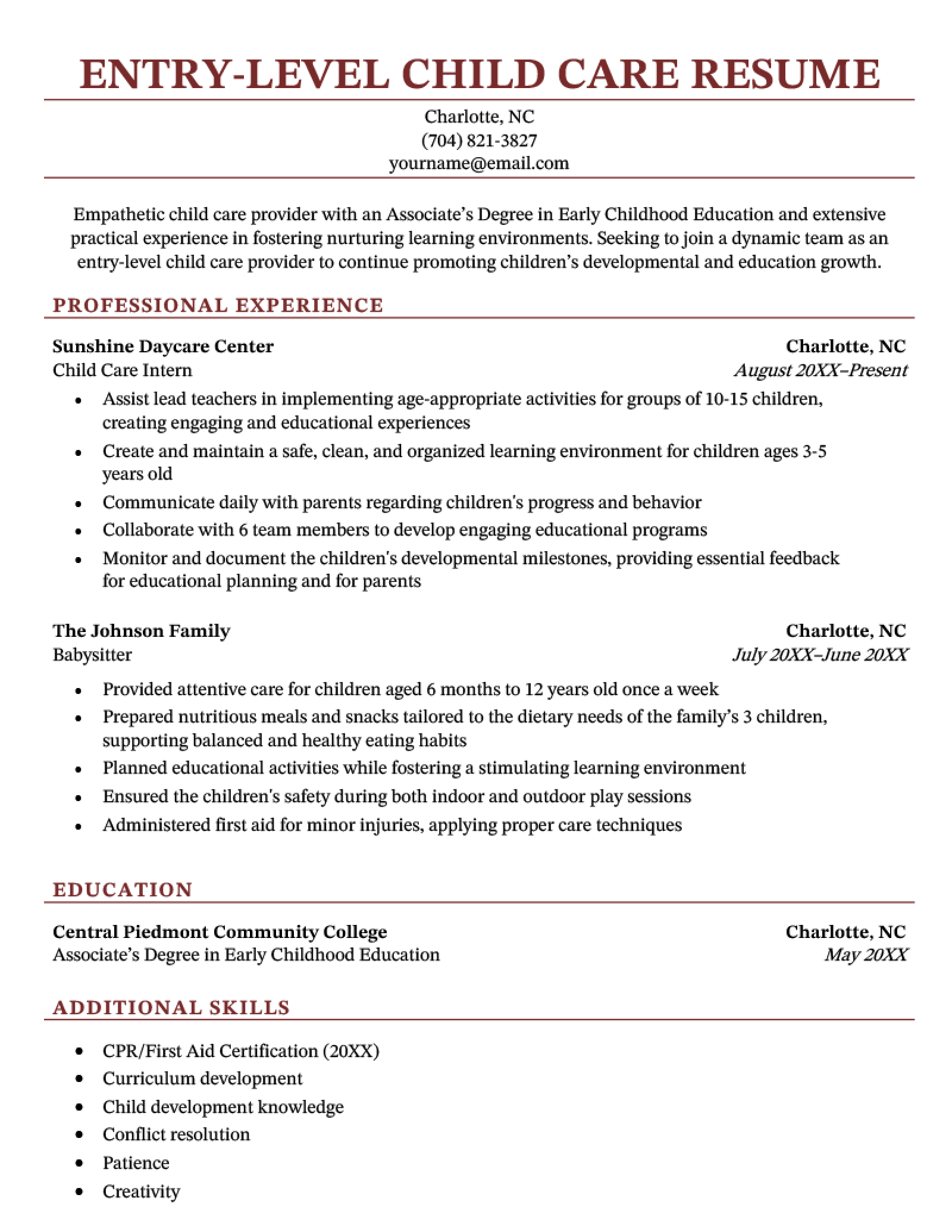 5 Child Care Resume Examples & Template for 2024