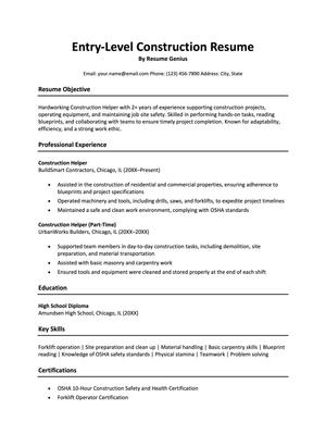 14 Construction Resume Examples & Templates for 2025