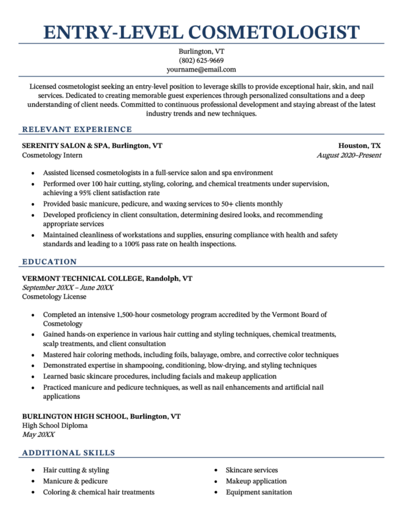 Cosmetology Resume Examples & Template for 2024