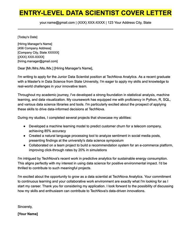 Data Scientist Cover Letter Sample & Tips | Resume Genius