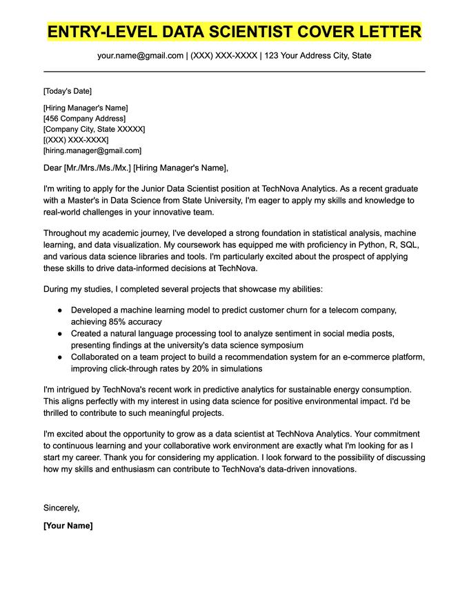 Data Scientist Cover Letter Sample & Tips | Resume Genius