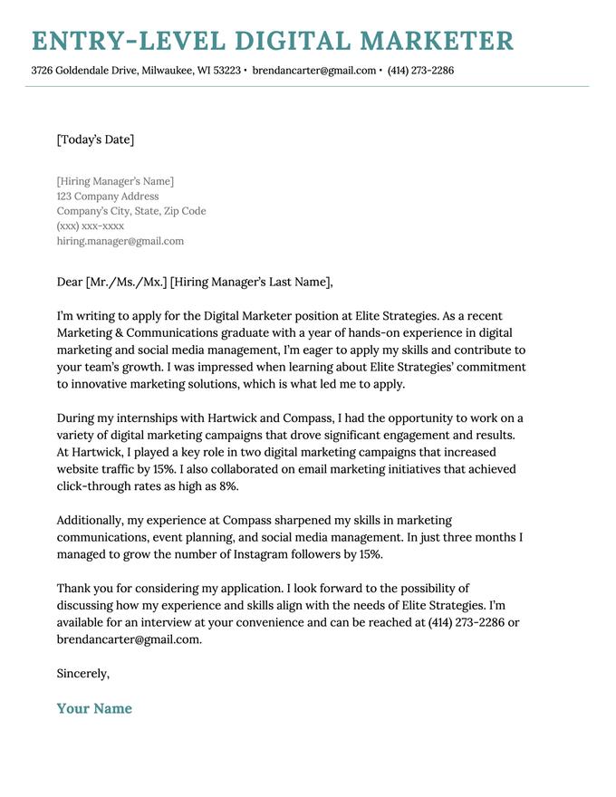Digital Marketing Cover Letter (Free Examples & Writing Tips)