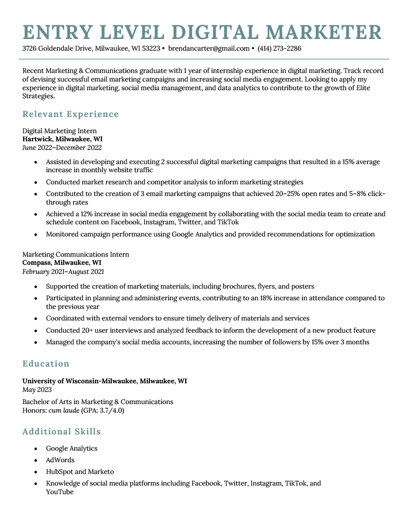 3 Digital Marketing Resume Examples [Free to Download]