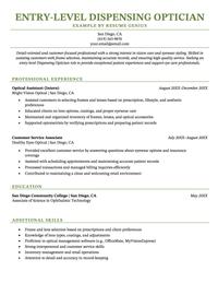 Dispensing Optician Resume - Examples & 25 Skills to List
