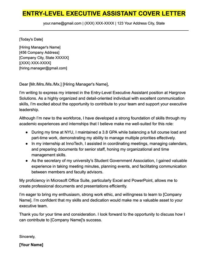 Executive Assistant Cover Letter (Examples & Tips)