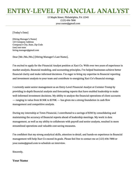 Financial Analyst Cover Letter Example (Tips for 2025)