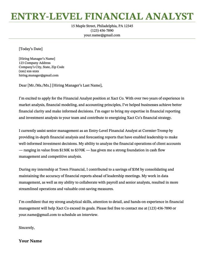 Financial Analyst Cover Letter Example (Tips for 2025)