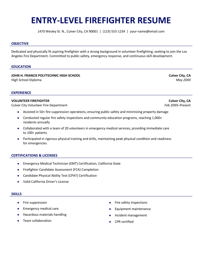 3 Firefighter Resume Examples & Writing Tips for 2024