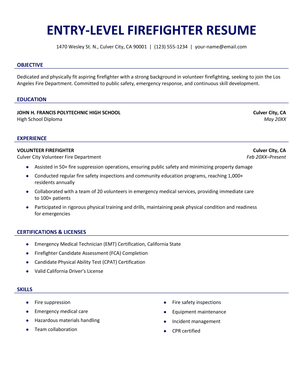3 Firefighter Resume Examples & Writing Tips for 2025
