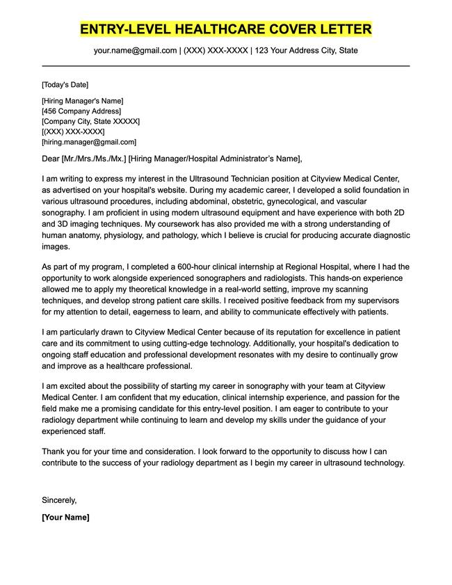 Healthcare Cover Letter - Example & Free Template