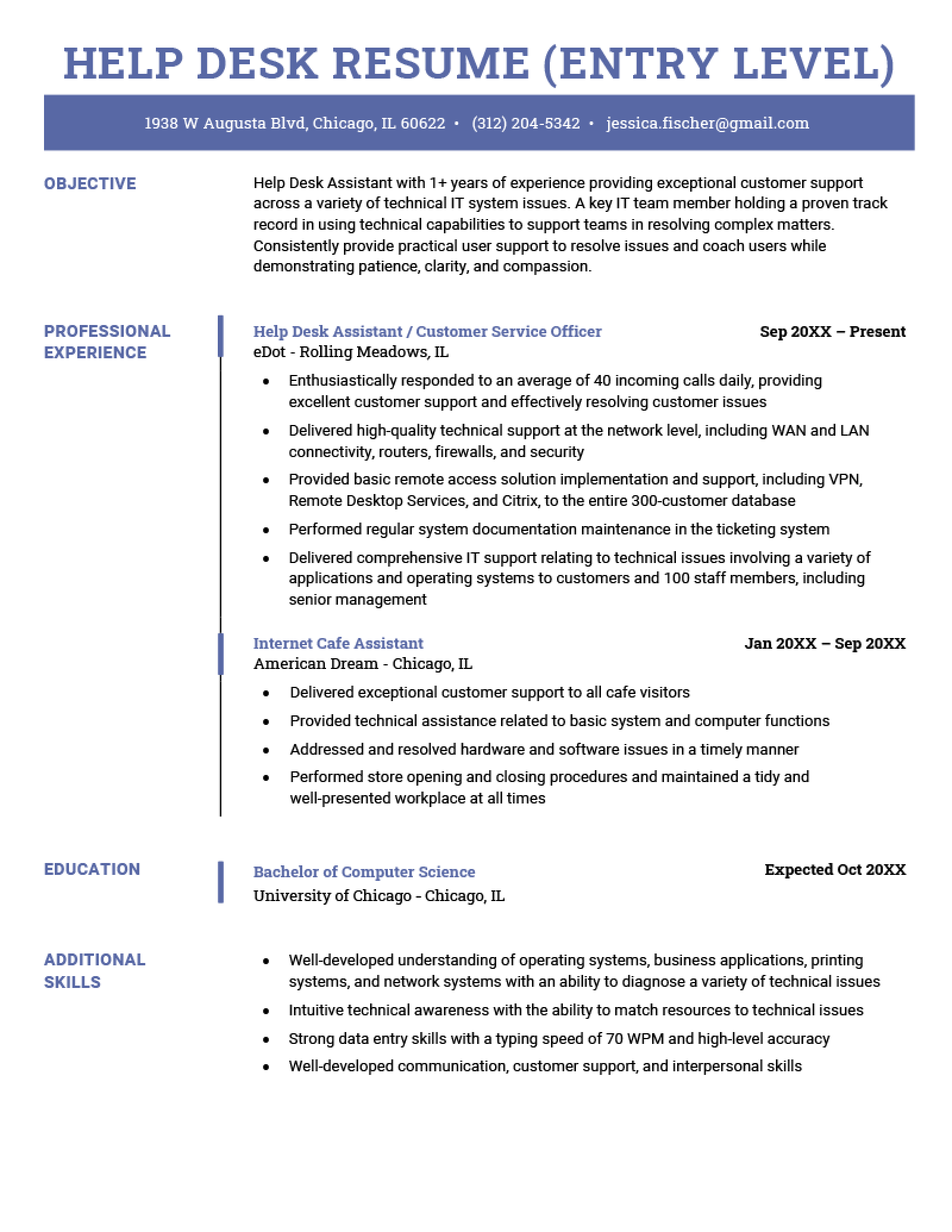Entry-Level Help Desk Resume Examples & Template