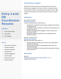 Entry Level HR Resume - Sample & Template (Free Download)
