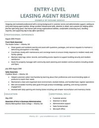 Leasing Agent Resume Examples and Template for 2026