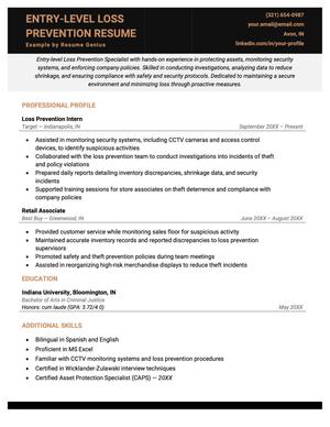 Loss Prevention Resume - Samples & Template (Free Download)