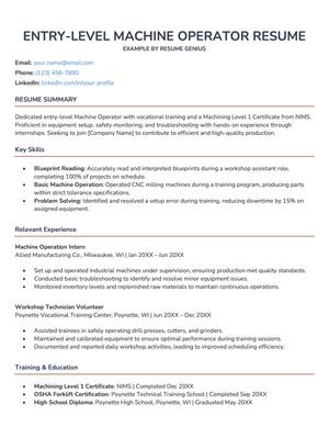 Machine Operator Resume Samples + 4 Writing Tips