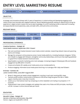 Entry Level Marketing Resume Examples How To Write