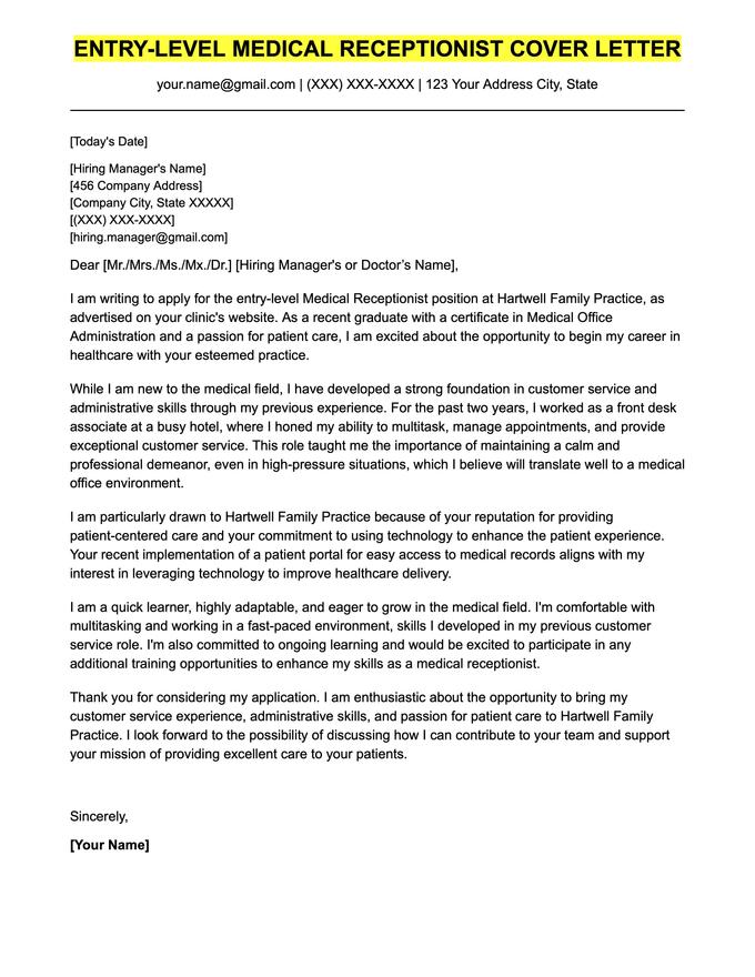 Medical Receptionist Cover Letter: Examples & How to Write