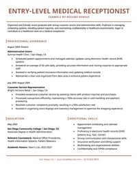 Medical Receptionist Resume Example & Tips