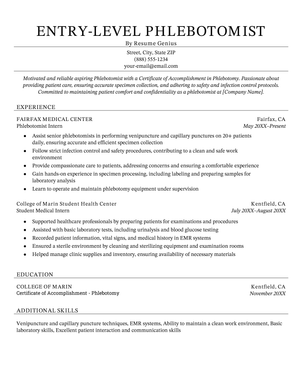 Phlebotomist Resume Examples [Free Download]