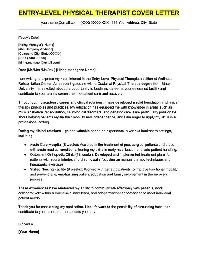 Physical Therapy Cover Letter | Sample & Template