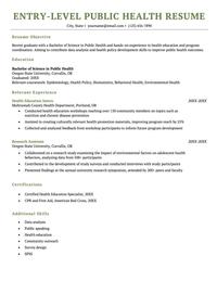 Public Health Resume Examples - Free to Download